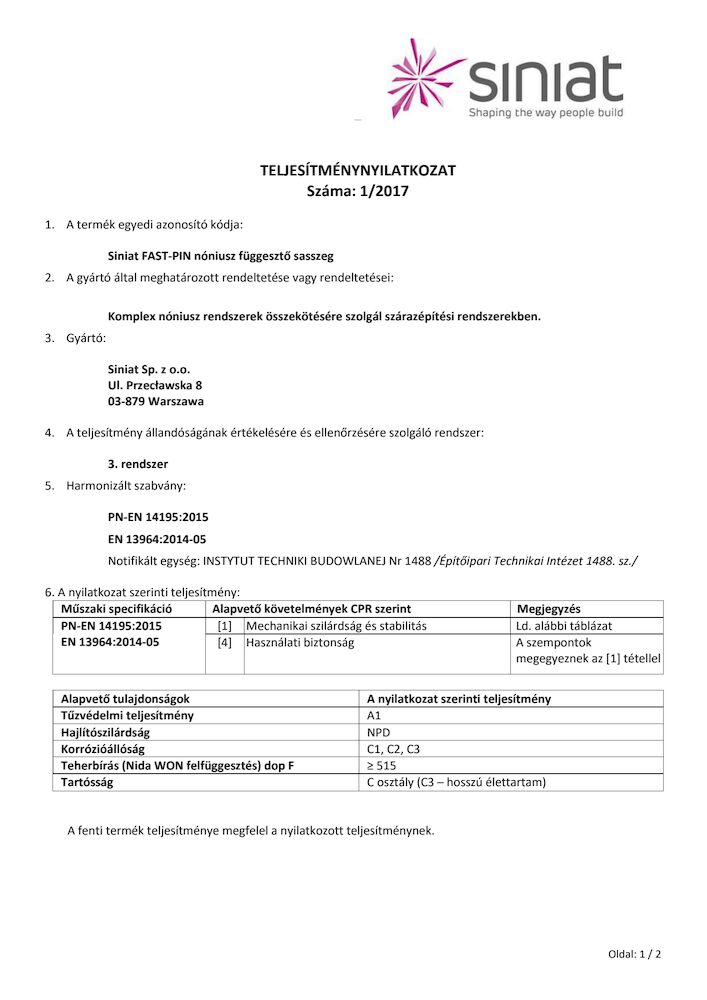 Dokumentáció - Siniat